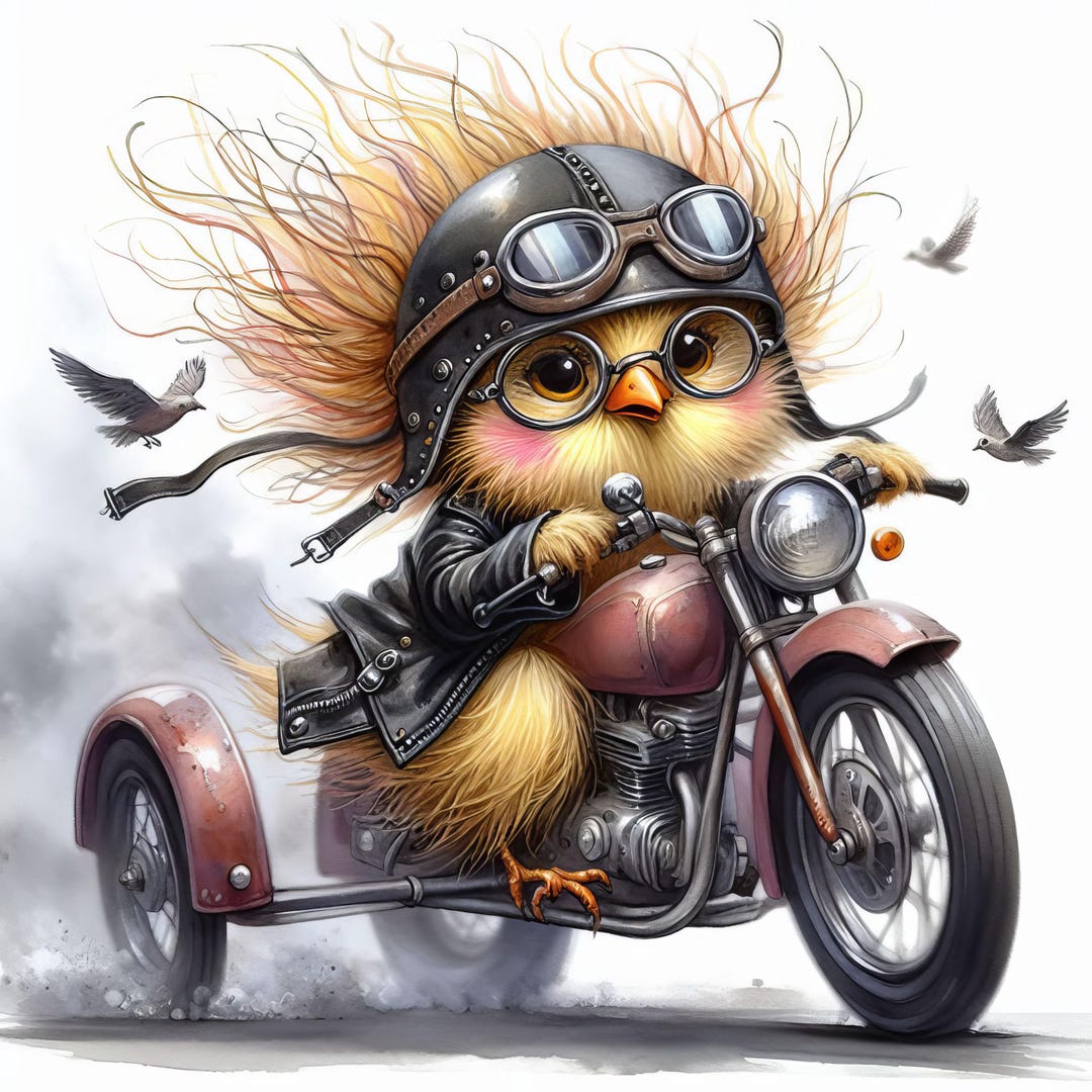 Quirky Chicks on Bikes 10 High Res Watercolor Jpgs for Junk Journaling ...