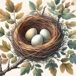 Bird's Nest With Eggs Clip Art Bundle 10 High Res Watercolor Jpgs for ...