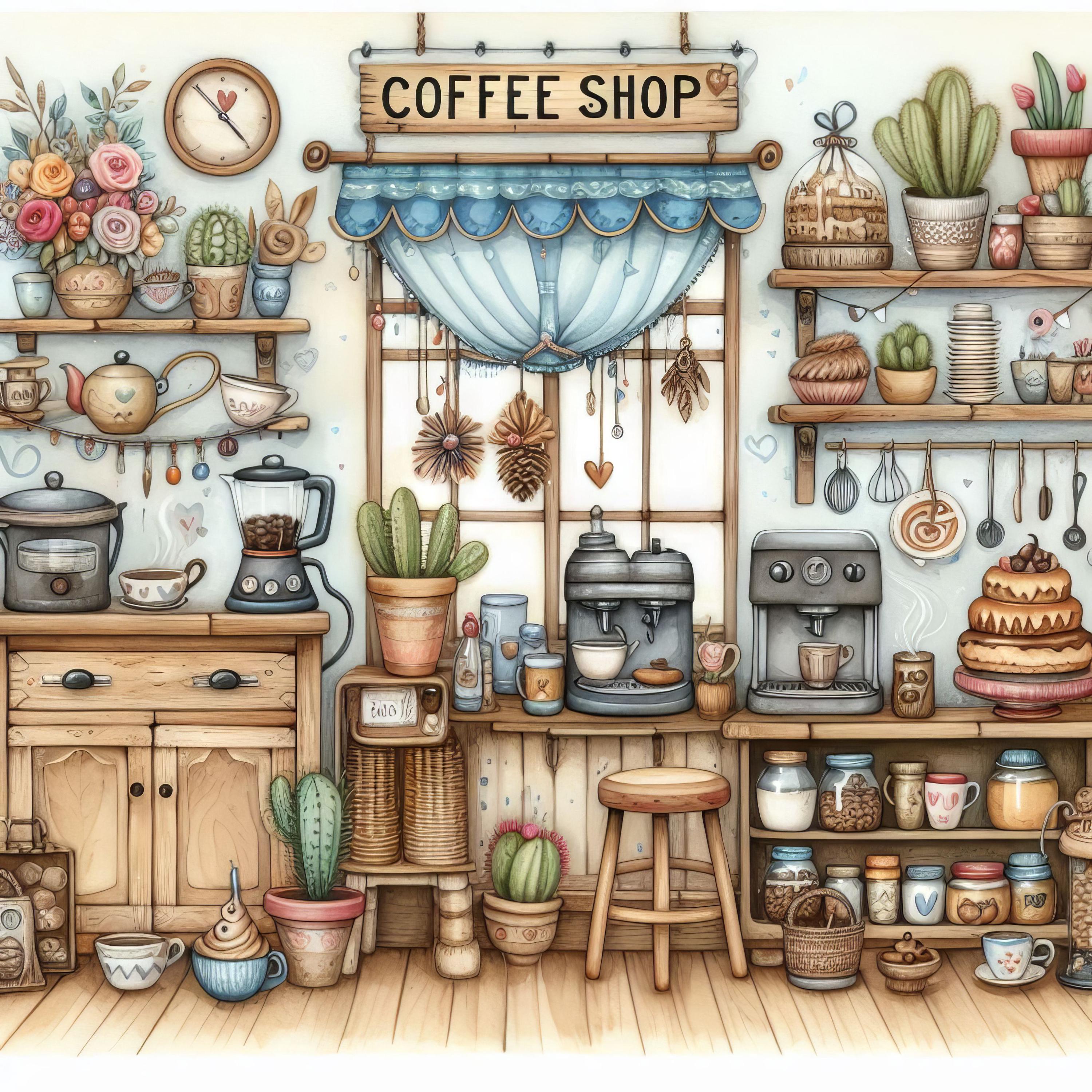 Coffee Shop: Clip Art, 10 High Res Watercolor Jpgs, Junk Journaling ...
