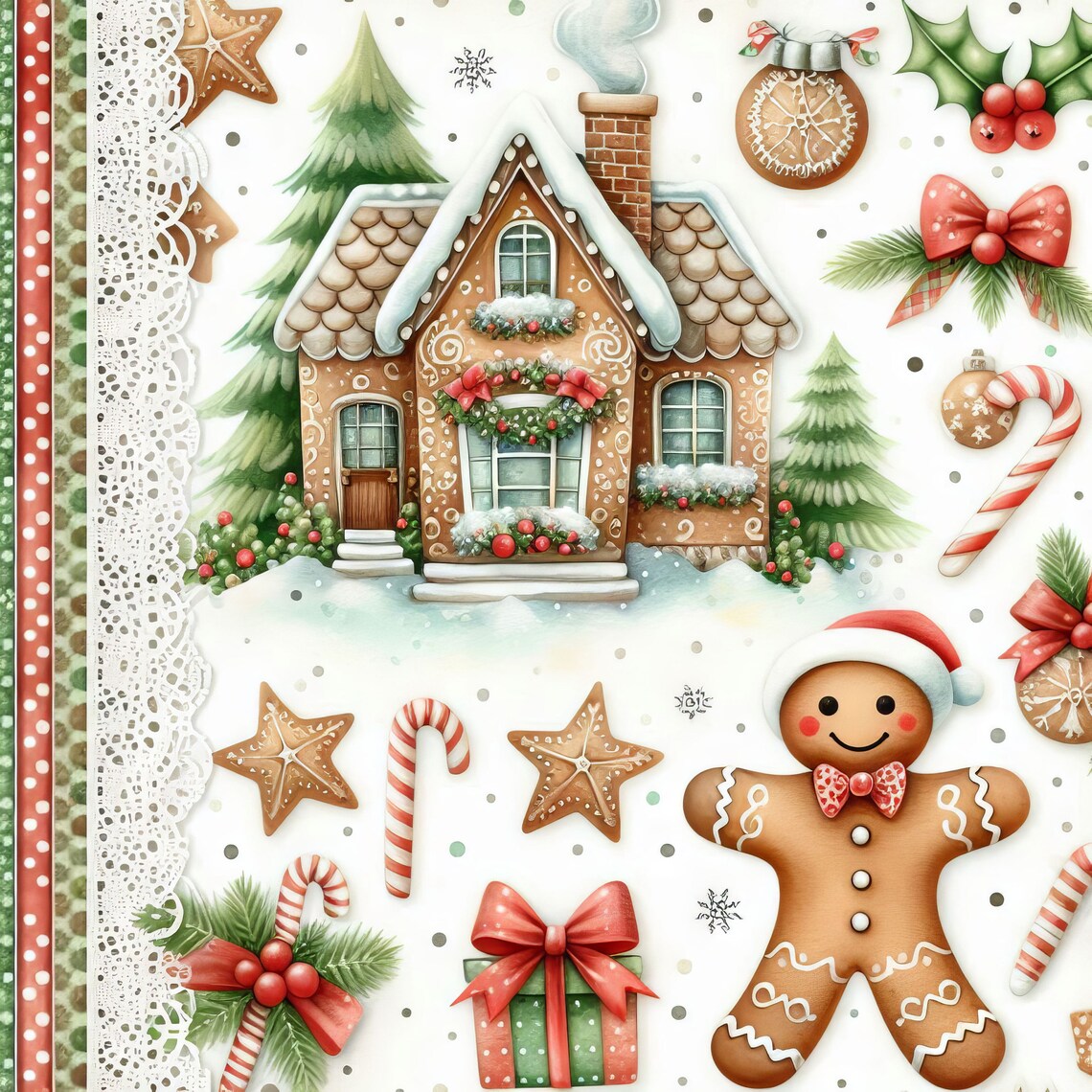 Gingerbread Man Paper: Clip Art. 10 High Res Watercolor Jpgs. Junk ...
