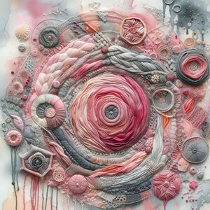 Pink Boho Fabric Collage: 10 High Res Watercolor Jpgs, Junk Journaling ...