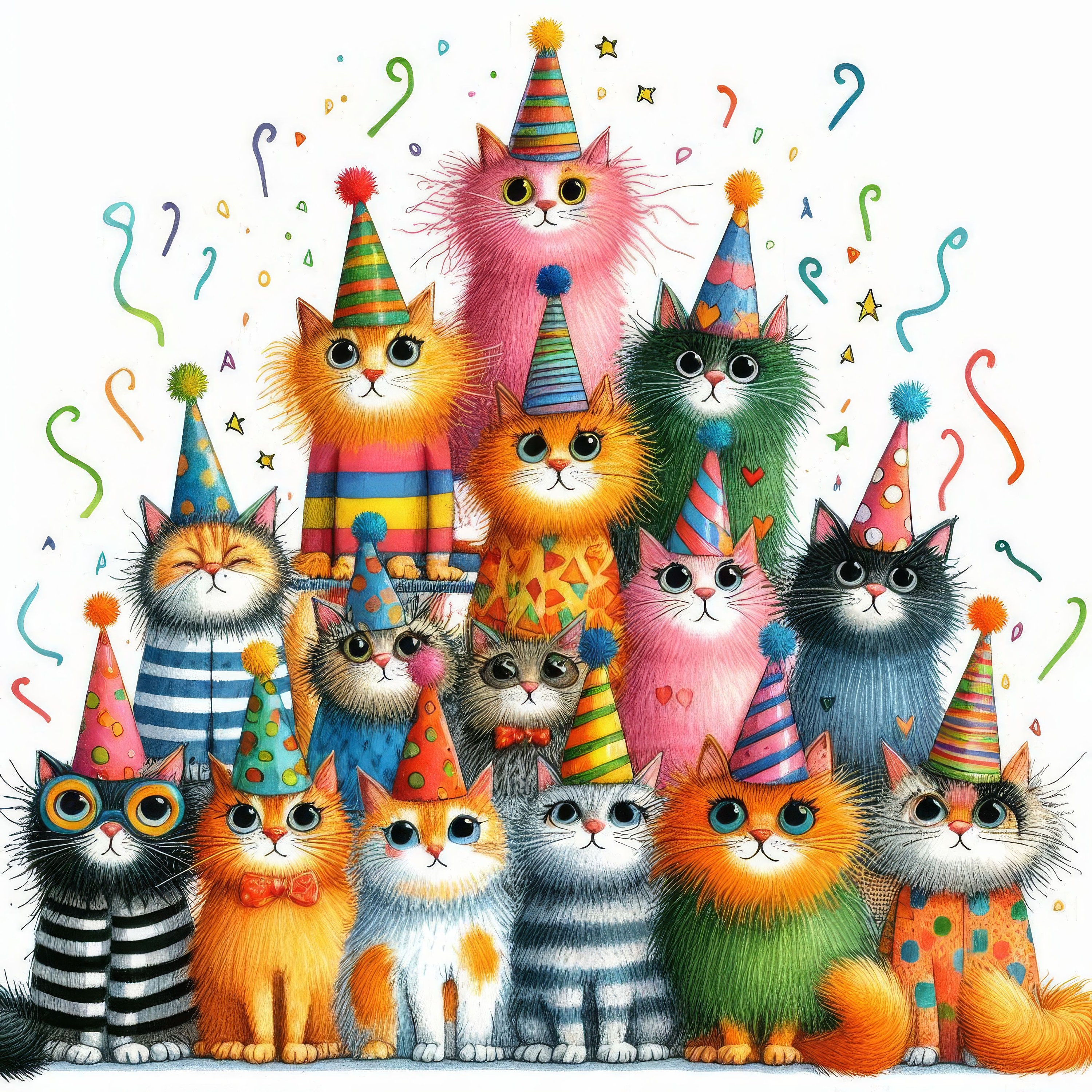 Quirky Cat Pyramid: Clip Art 10 High Res Watercolor Jpgs Junk ...