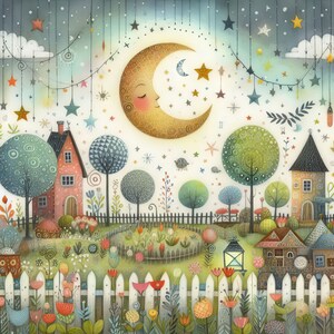 Whimsical Moonlit Garden Clip Art Bundle 10 High Res Watercolor Jpgs ...