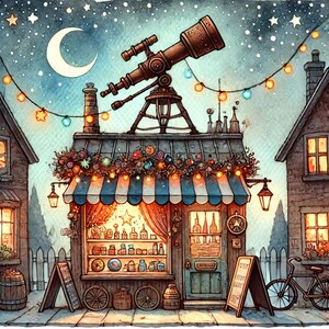 Astronomy Shop: 10 High Res Watercolor Jpgs. Junk Journaling ...