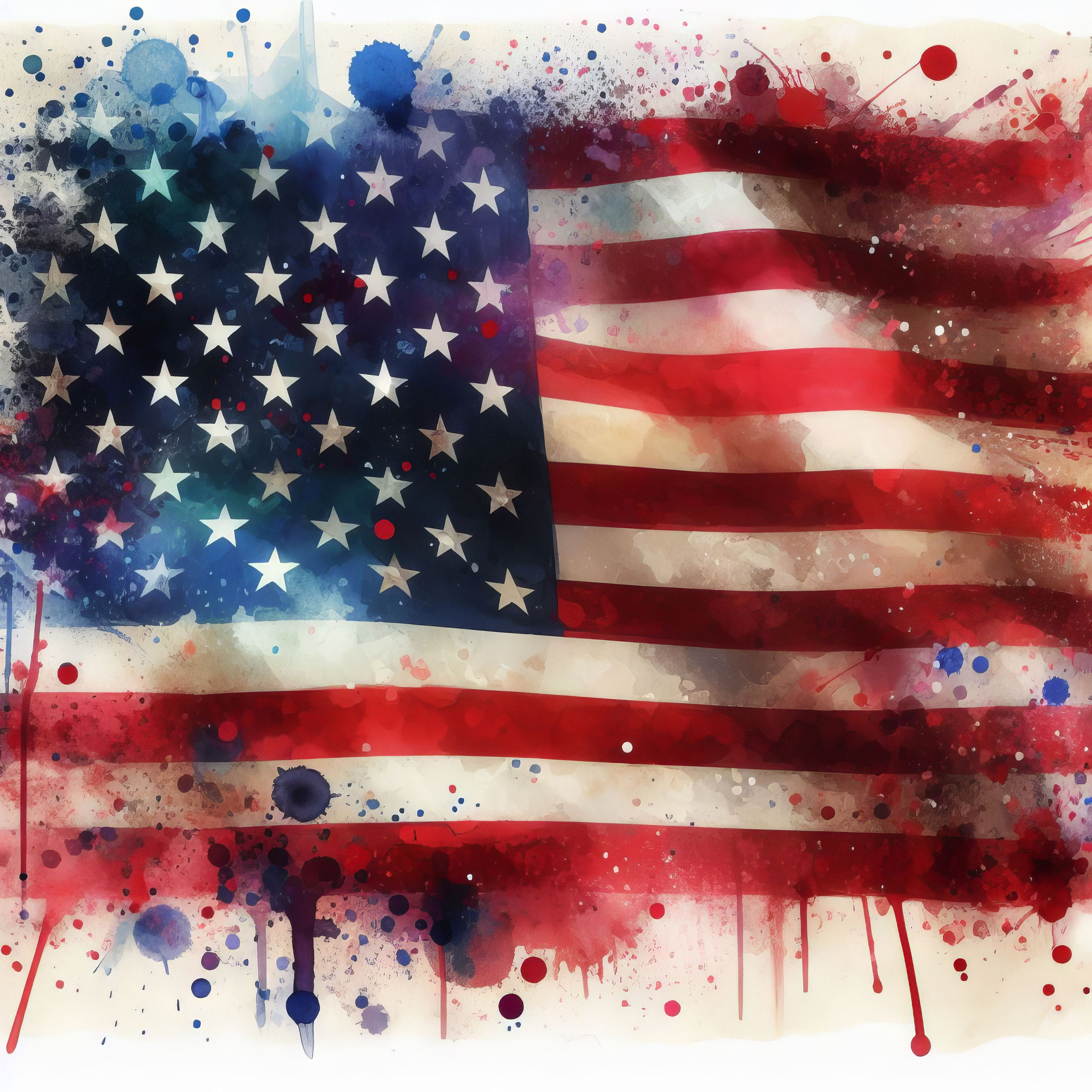 American Flag Clip Art Bundle 10 High Res Watercolor Jpgs for Junk ...