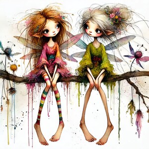 Quirky Magical Fairy Friends: 10 High Res Watercolor Jpgs, Junk ...