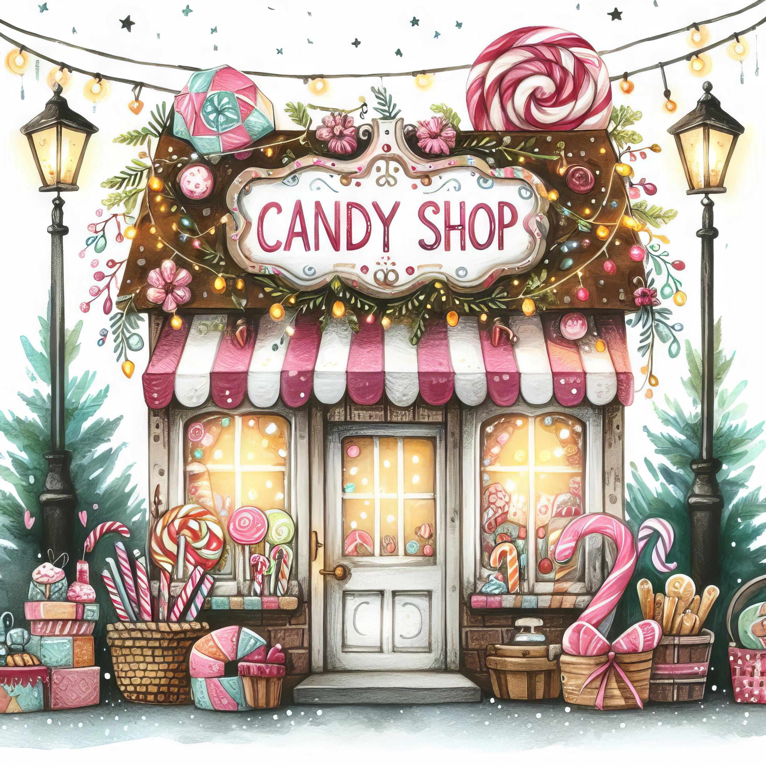 Candy Shop Clip Art 10 High Res Watercolor Jpgs Junk Journaling ...