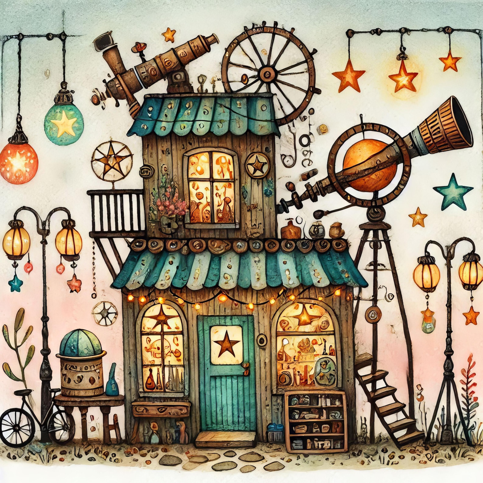 Astronomy Shop: 10 High Res Watercolor Jpgs. Junk Journaling ...