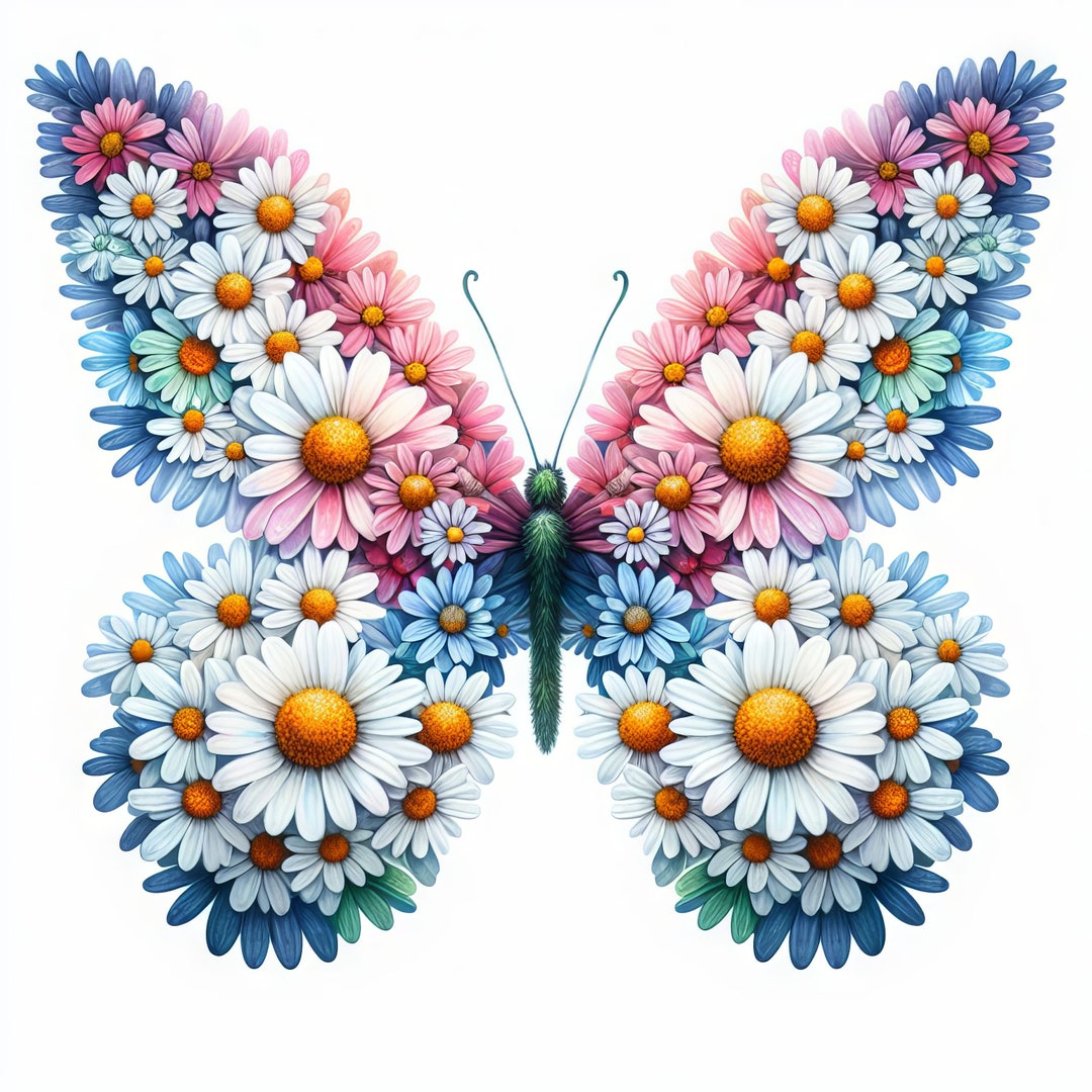Daisy Butterfly: Clip Art Kit 10 High Res Watercolor Jpgs for Junk ...