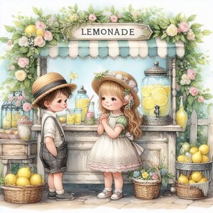 Lemonade Stand Clip Art Bundle 10 High Res Watercolor Jpgs for Junk ...