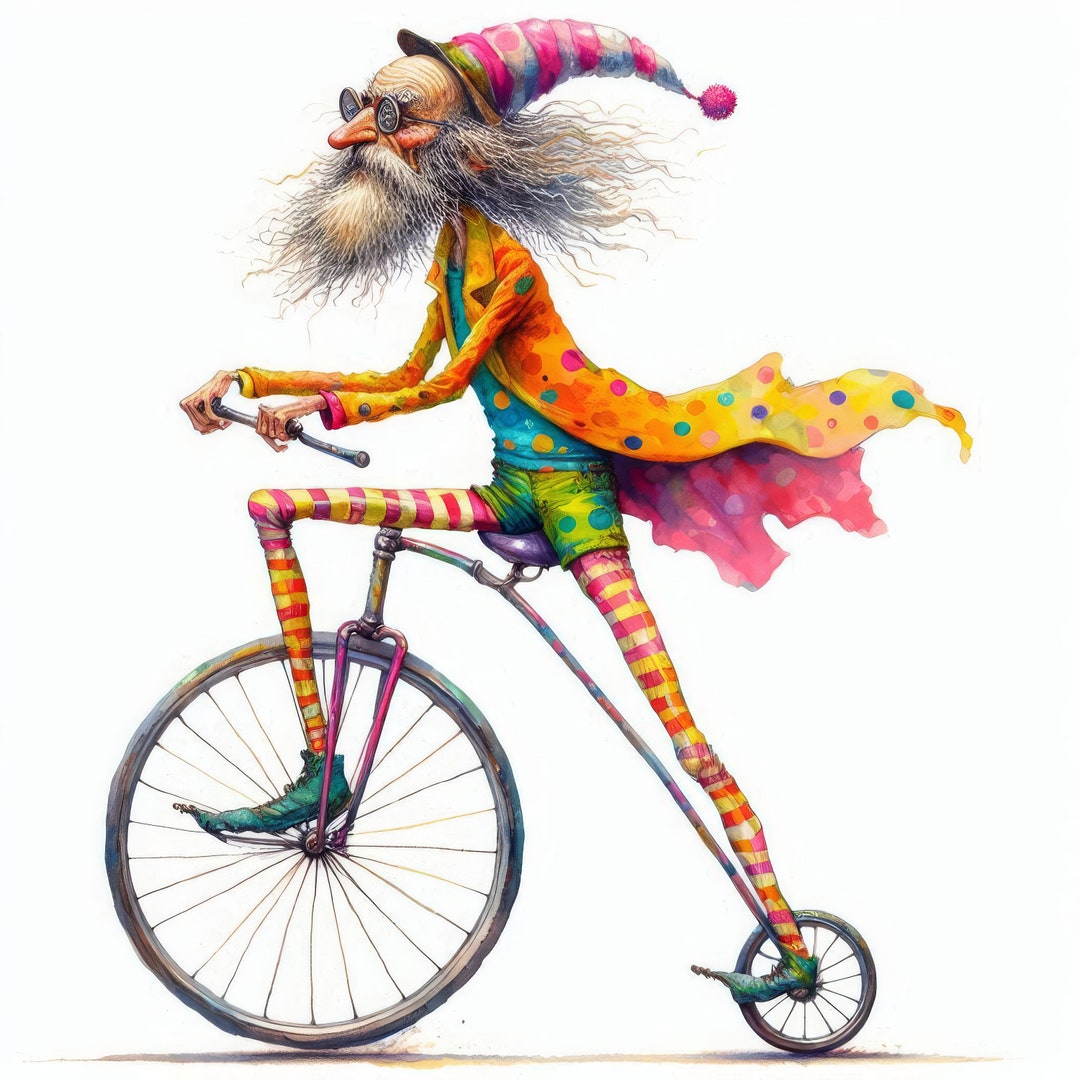 Quirky Cycle Clip Art 10 High Res Watercolor Jpgs for Junk Journaling ...