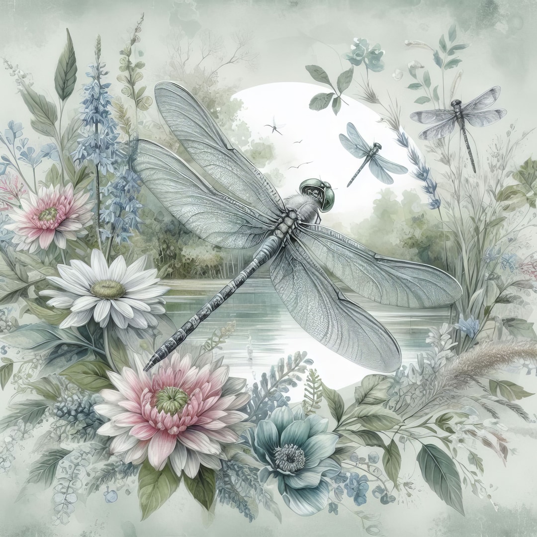 Summer Dragonfly Clip Art Bundle 10 High Res Watercolor Jpgs for Junk ...