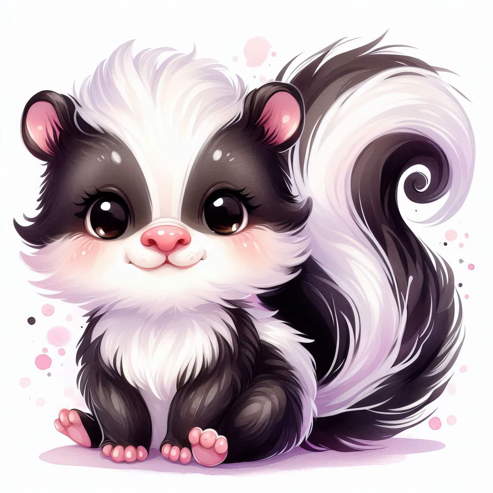Stinking Cute Skunks: Clipart, 10 High Res Watercolor Jpgs, Junk ...