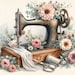 Vintage Sewing Machine: Clip Art Bundle 10 High Res Watercolor Jpgs for ...