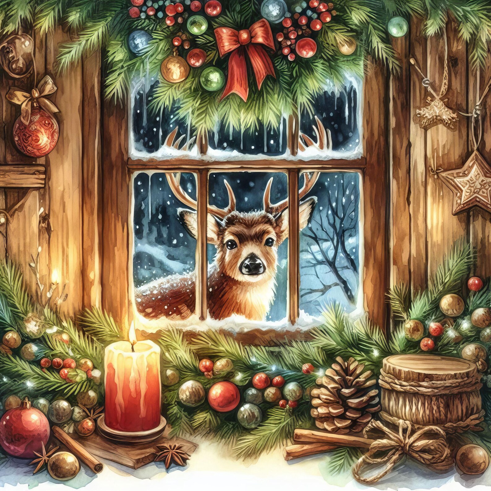 Christmas Window and Friends: Clip Art, 10 High Res Watercolor Jpgs ...