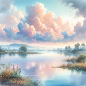 Pastel Clouds Clip Art 10 High Res Watercolor Jpgs for Junk Journaling ...