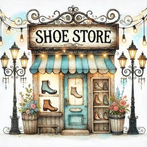 Shoe Store: 10 High Res Watercolor Jpgs Junk Journaling, Scrapbooking ...