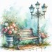 Park Bench Clip Art 10 High Res Watercolor Jpgs for Junk Journaling ...