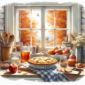 Thanksgiving Pies Clipart Bundle 10 High Res Watercolor Jpgs for Junk ...