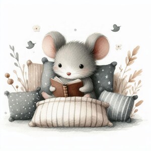 Bedtime Mouse Clip Art Kit 10 High Res Watercolor Jpgs for Junk ...