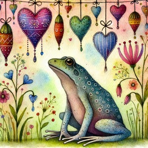 In Love With Frogs Clip Art 10 High Res Watercolor Jpgs Junk Journaling ...