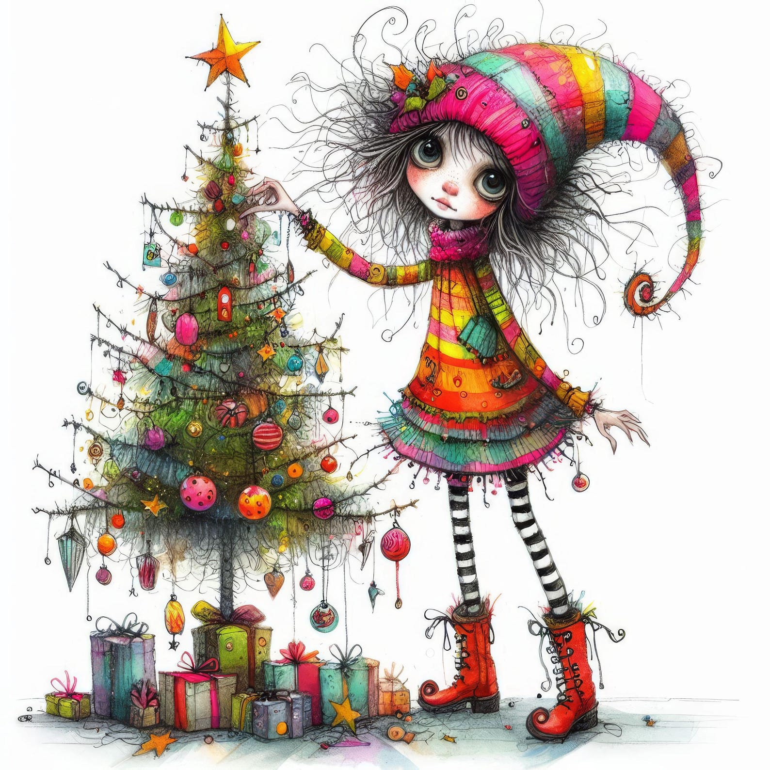 Quirky Tree Decorating: Clip Art, 10 High Res Watercolor Jpgs, Junk ...