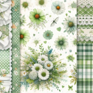 Green Calico Paper: Clip Art Bundle 10 High Res Watercolor Jpgs for ...