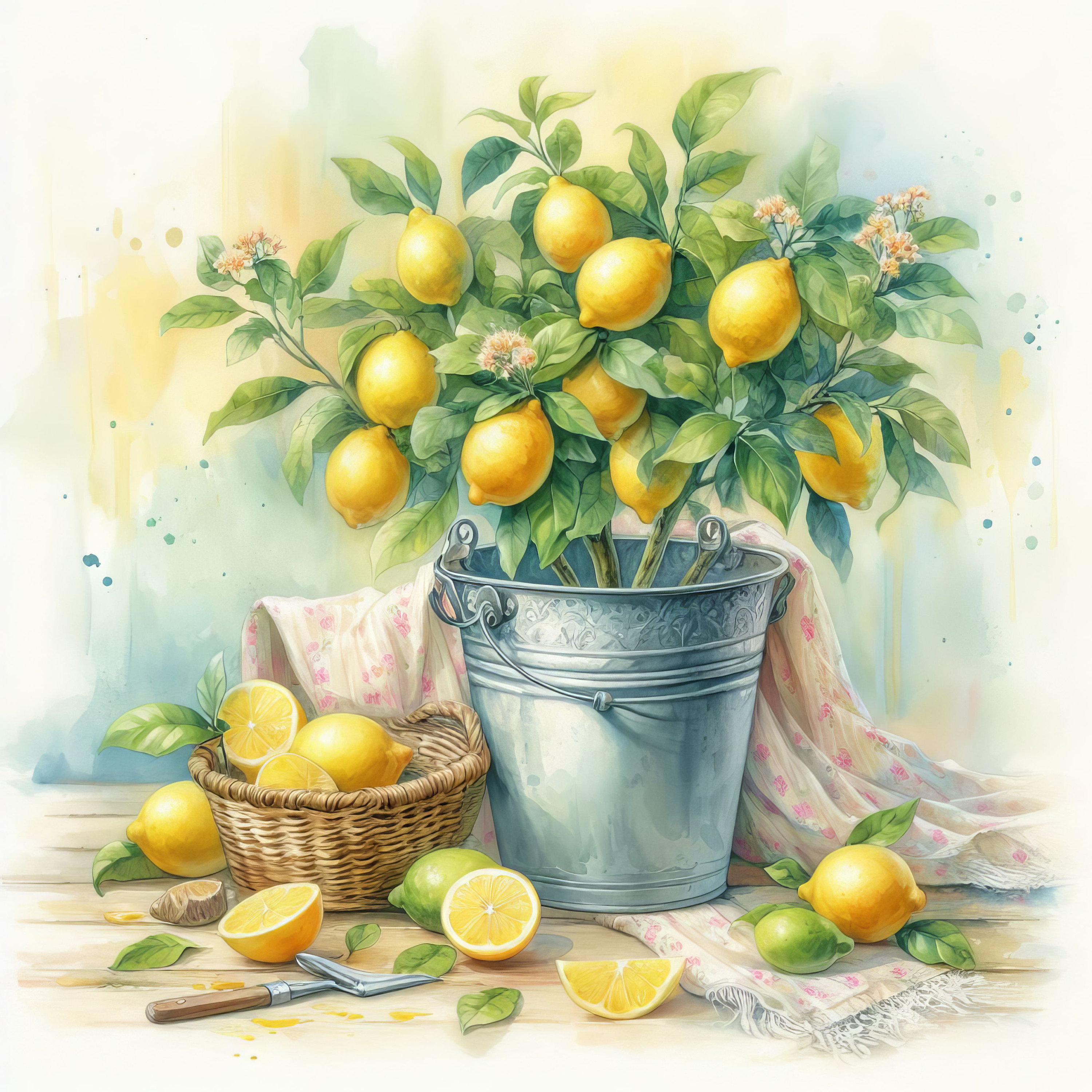 Lemon Tree: Clip Art 10 High Res Watercolor Jpegs for Junk Journaling ...