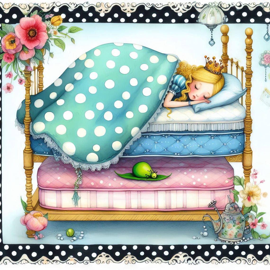 The Princess and the Pea: 10 High Res Watercolor Jpgs, Junk Journaling ...