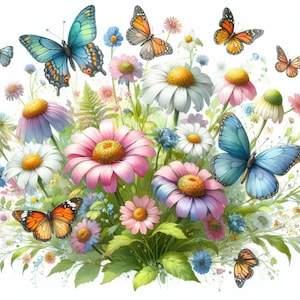 Butterfly Garden Clip Art Bundle 10 High Res Watercolor Jpgs for Junk ...