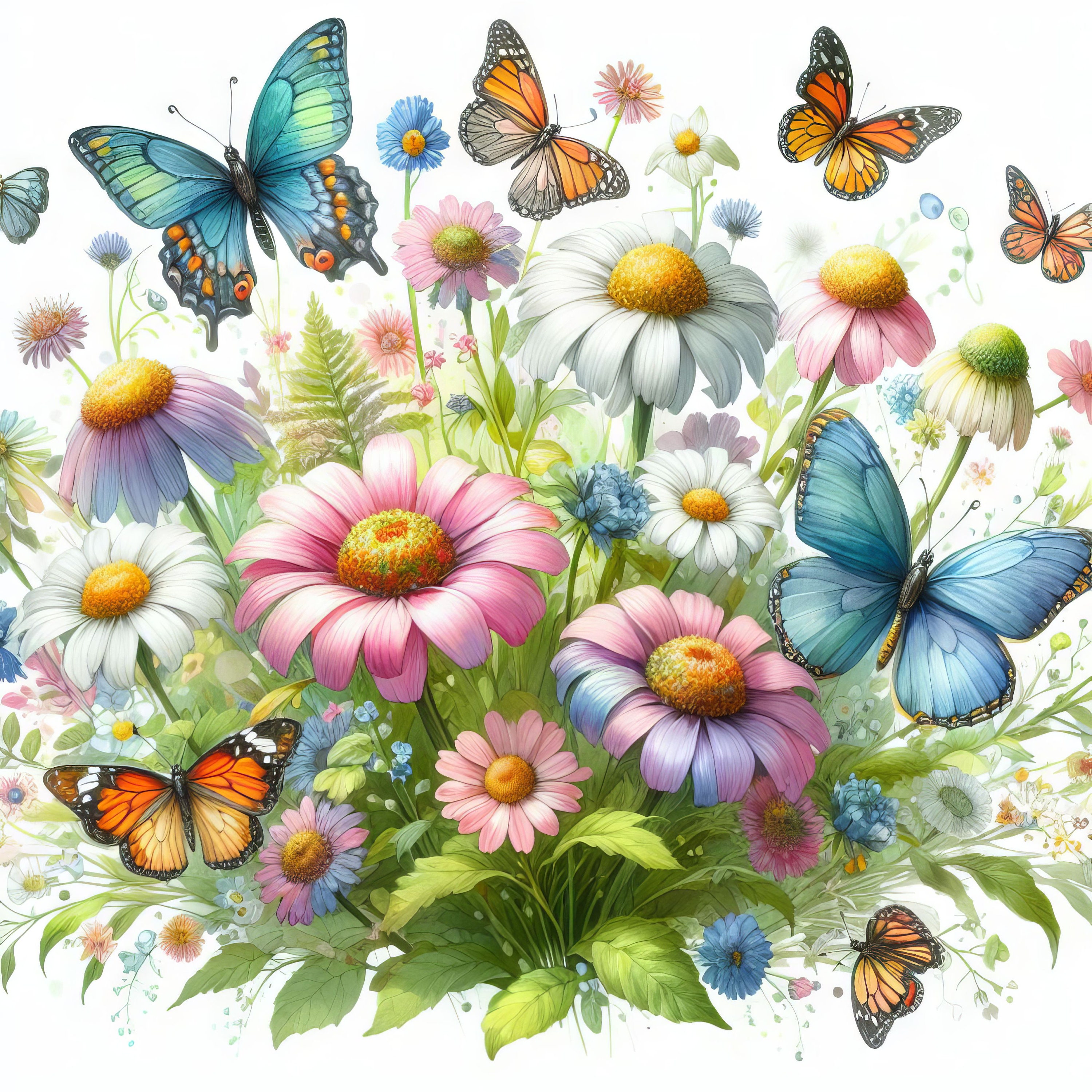 Butterfly Garden Watercolor Clipart: Junk Journal Kit (digital Art Jpgs ...
