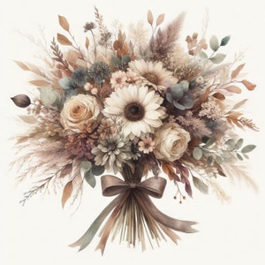 Rustic Bouquet Clip Art Kit 10 High Res Watercolor Jpgs for Junk ...