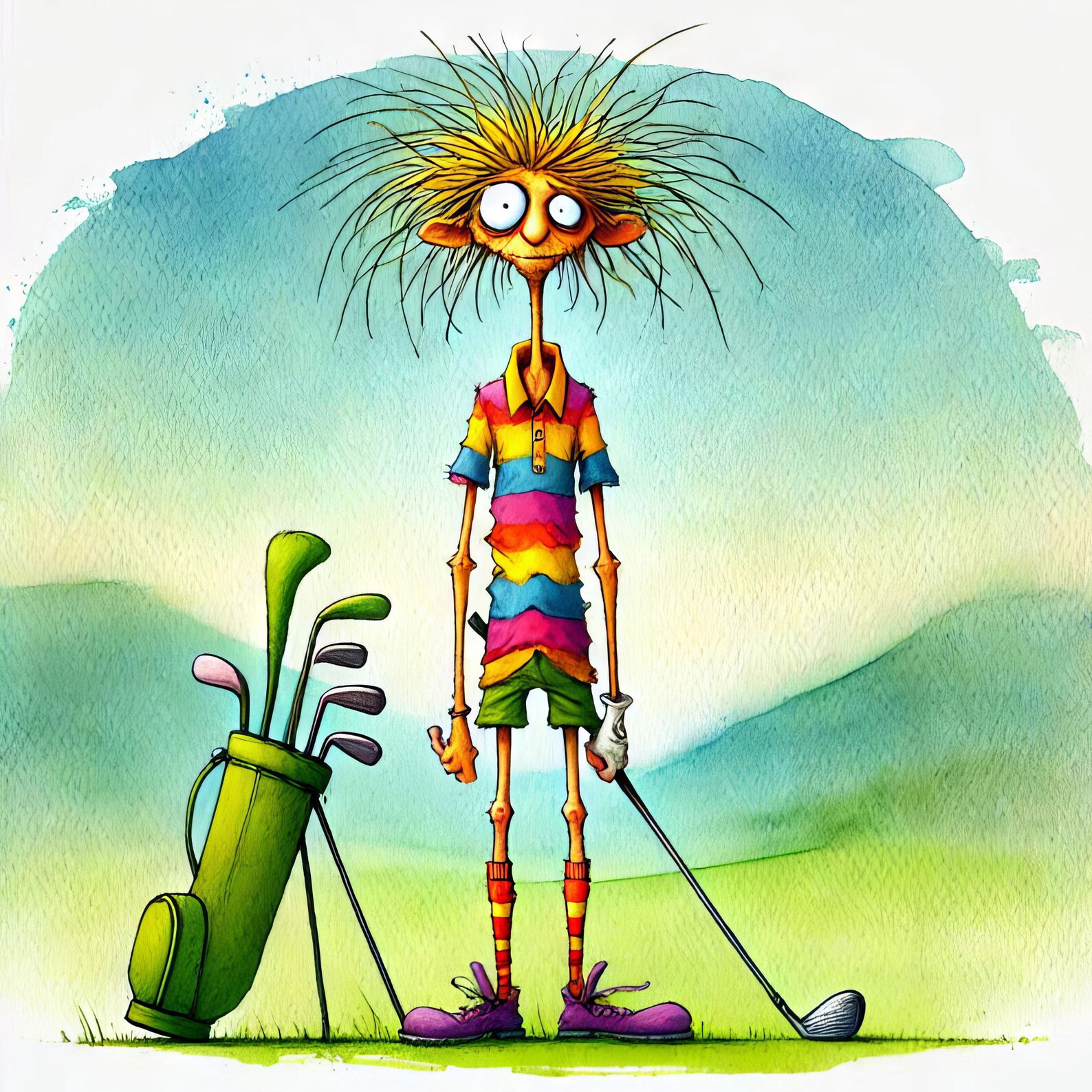 Quirky Golf #2 10 High Res Watercolor Jpgs for Junk Journaling ...