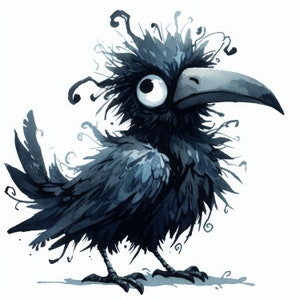 Frazzled Crow Clip Art 10 High Res Watercolor Jpgs for Junk Journaling ...