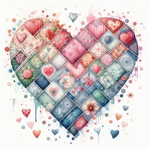 Unique Hearts 10 High Res Watercolor Jpgs Junk Journaling, Card Making ...