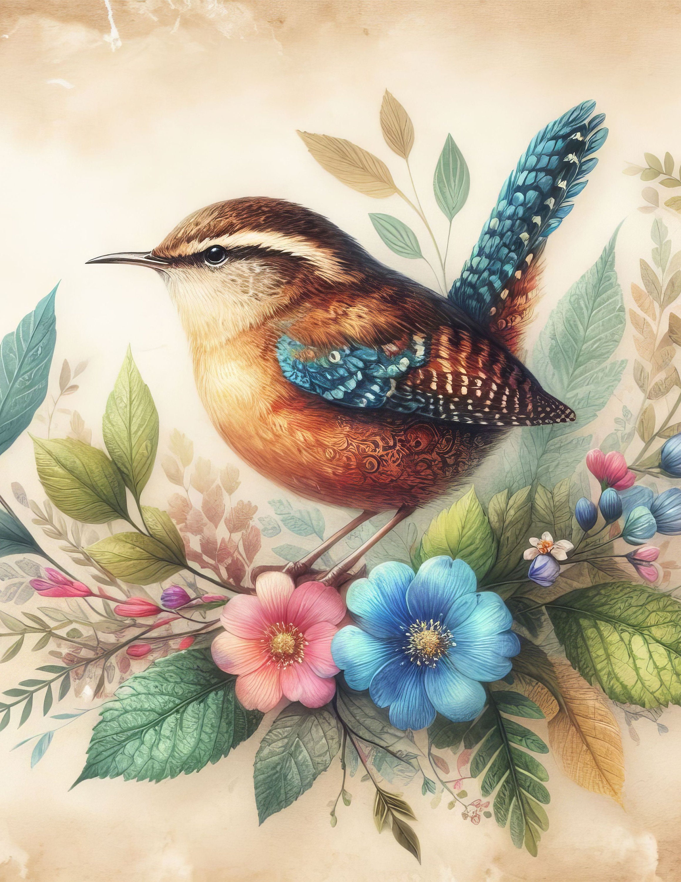 The Wren: Clipart 10 High Res Watercolor Jpgs for Junk Journaling ...