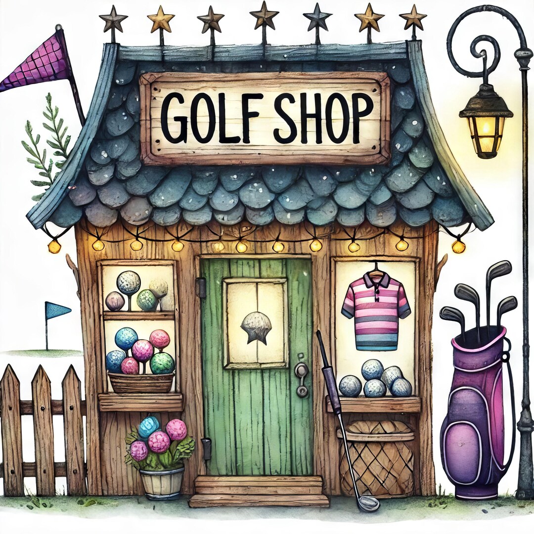 Golf Shop 10 High Res Watercolor Jpgs Junk Journaling, Scrapbooking ...