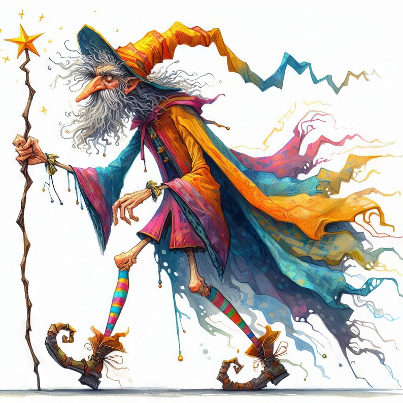 Quirky Wizard: Clip Art, 10 High Res Watercolor Jpgs, Junk Journaling ...