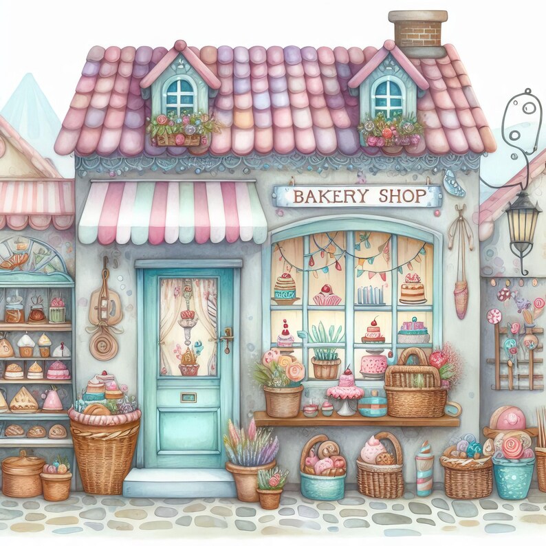 Bakery Shop Clip Art 10 High Res Watercolor Jpgs Junk Journaling ...
