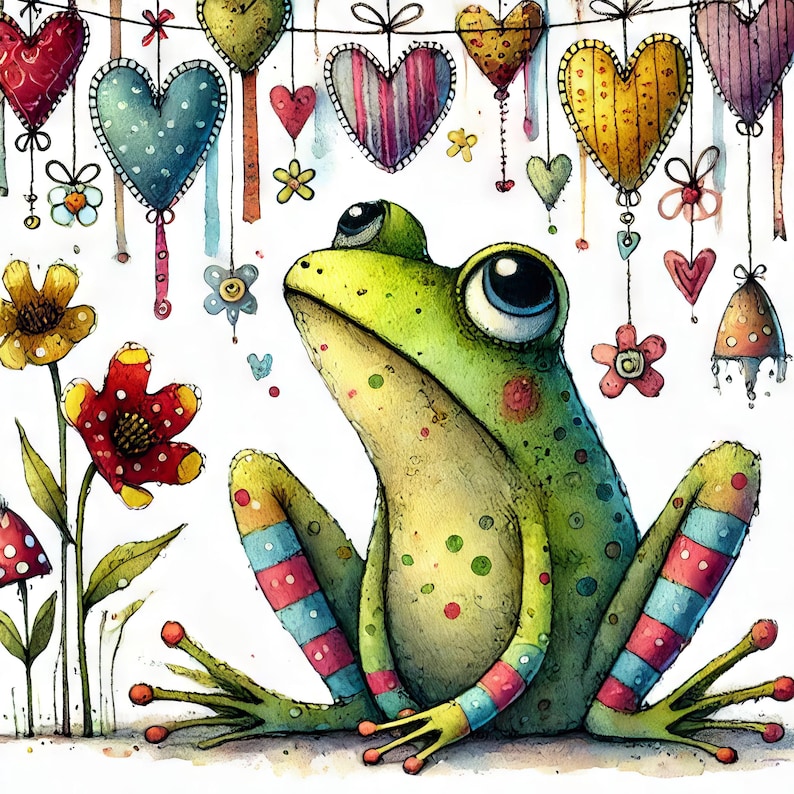 In Love With Frogs Clip Art 10 High Res Watercolor Jpgs Junk Journaling ...