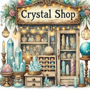 Crystal Shop: 10 High Res Watercolor Jpgs, Junk Journaling ...