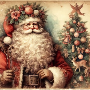 Victorian Santa: 10 High Res Watercolor Jpgs, Junk Journaling ...