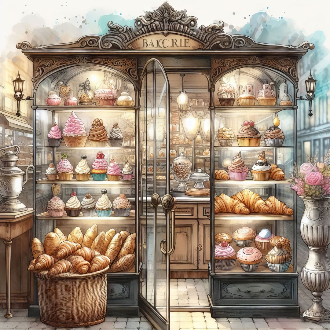 Vintage Bakery Clip Art 10 High Res Watercolor Jpgs for Junk Journaling ...