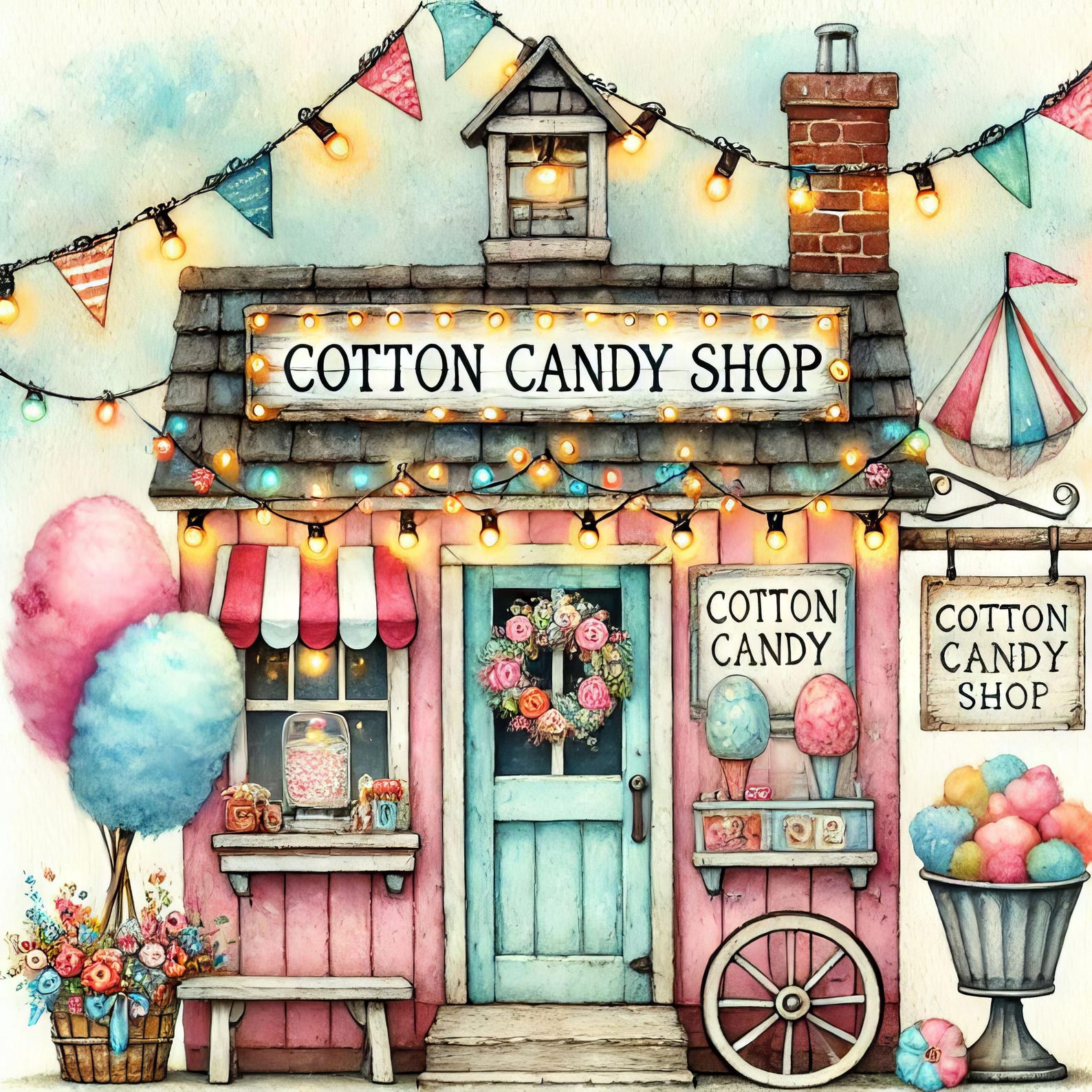Cotton Candy Shop: Clip Art, 10 High Res Watercolor Jpgs, Junk ...