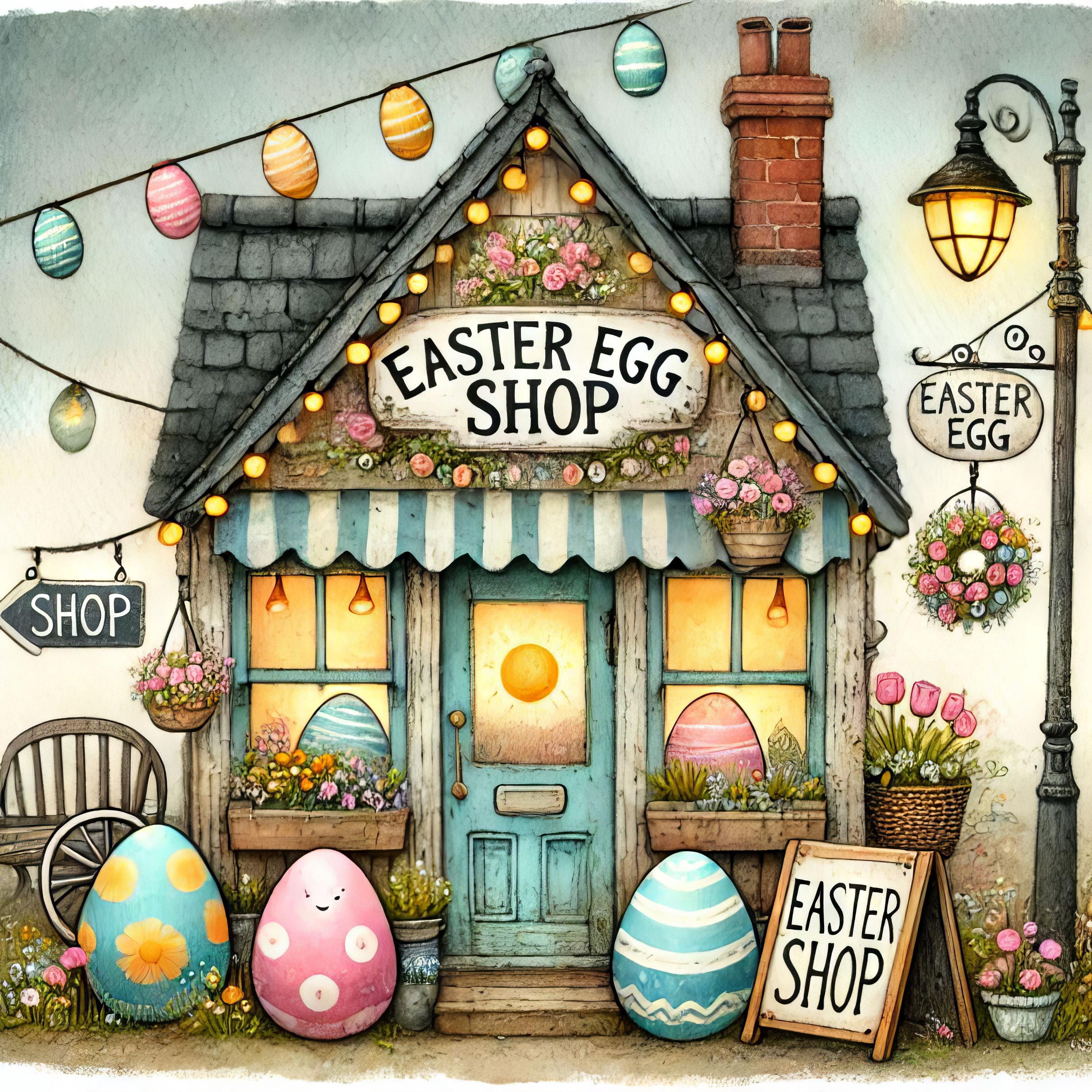 Easter Egg Shop: 10 High Res Watercolor Jpgs Junk Journaling ...