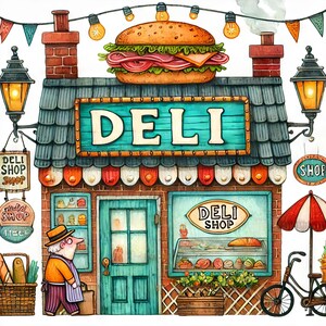 Deli Shop: 10 High Res Watercolor Jpgs, Junk Journaling, Scrapbooking ...