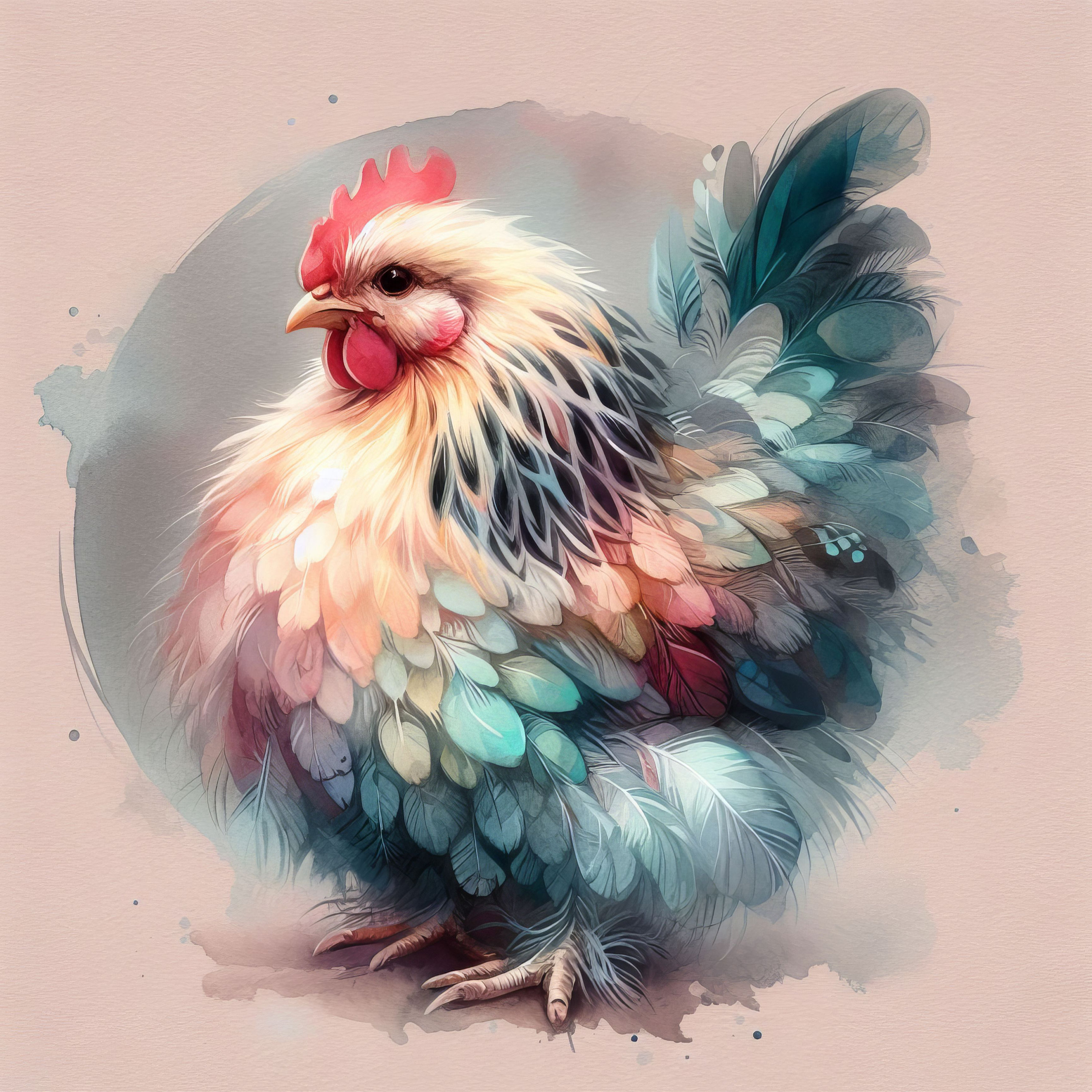 Pastel Chicken Clip Art Bundle 10 High Res Watercolor Jpgs for Junk ...