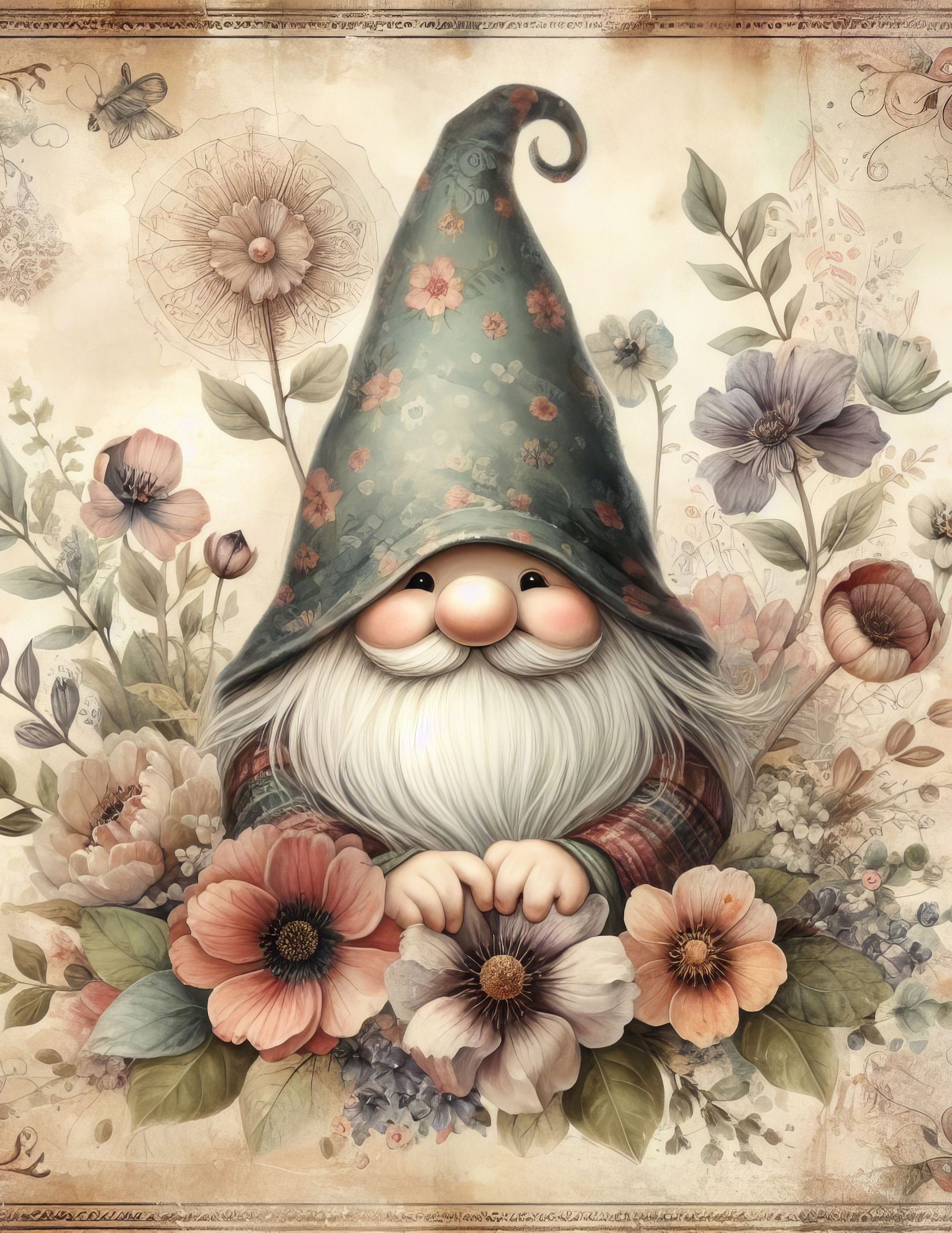 Smiling Gnomes Clip Art Kit 10 High Res Watercolor Jpgs for Junk ...