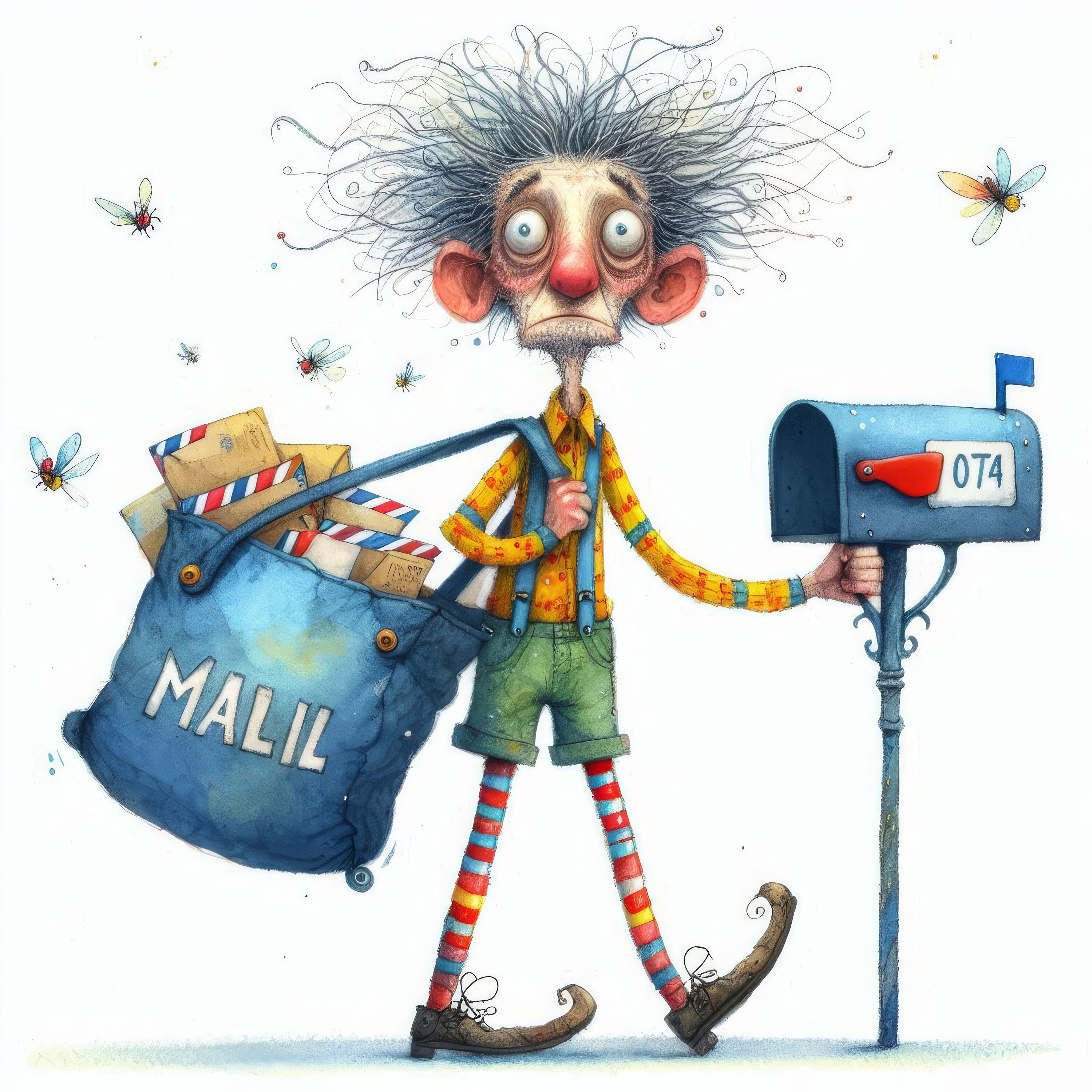 Quirky Mailman: Clip Art, 10 High Res Watercolor Jpgs, Junk Journaling ...