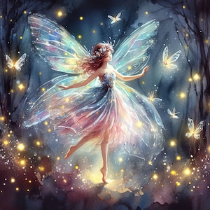Night Fairy Clip Art 10 High Res Watercolor Jpgs for Junk Journaling ...